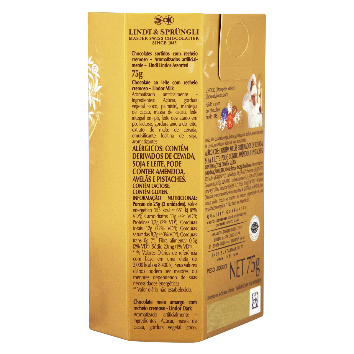 CHOCOLATE SORTIDO RECHEIO CREMOSO LINDT LINDOR CAIXA 75G · ilergic ...