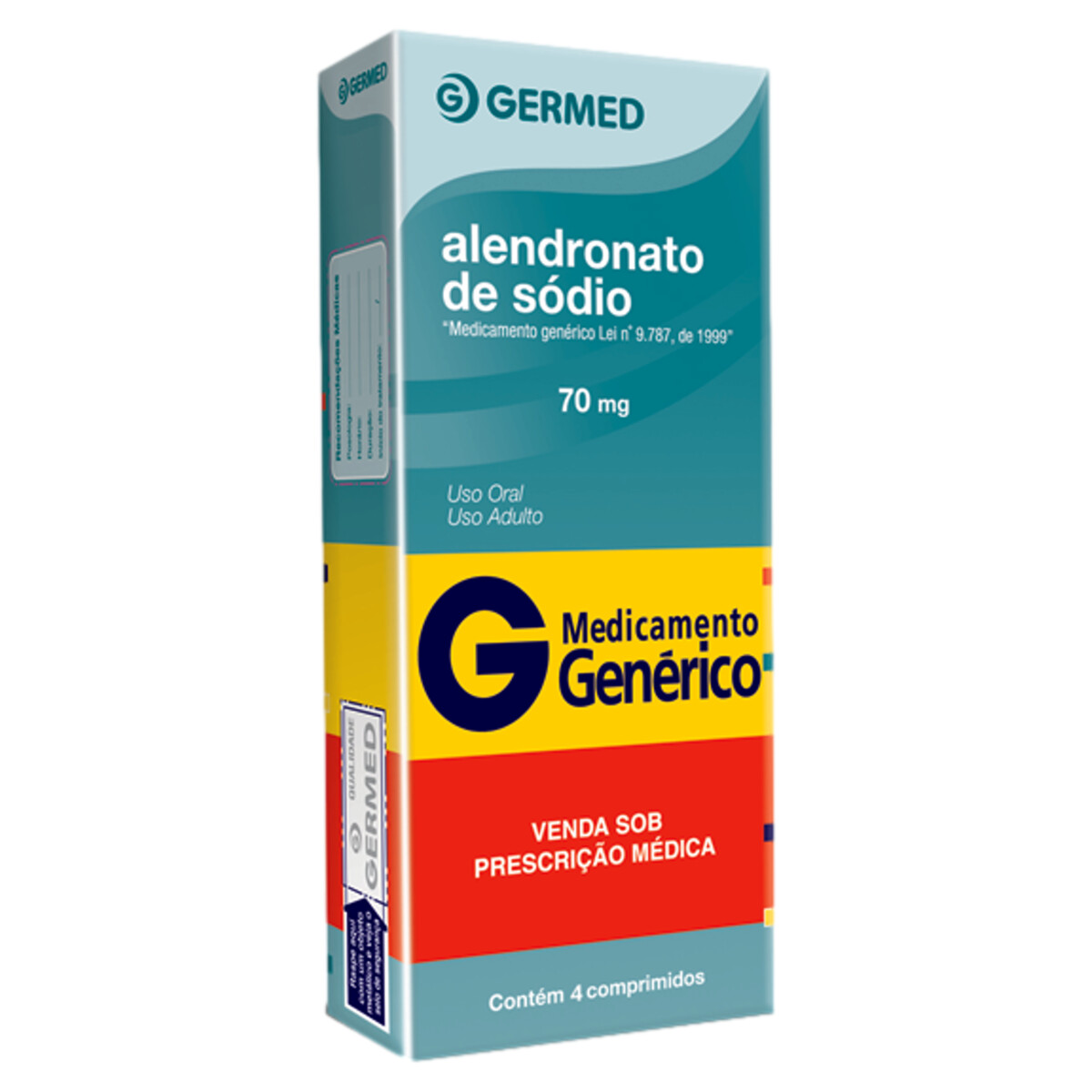 ALENDRONATO DE SÓDIO 70MG GERMED CAIXA 4 COMPRIMIDOS · ilergic - Para você