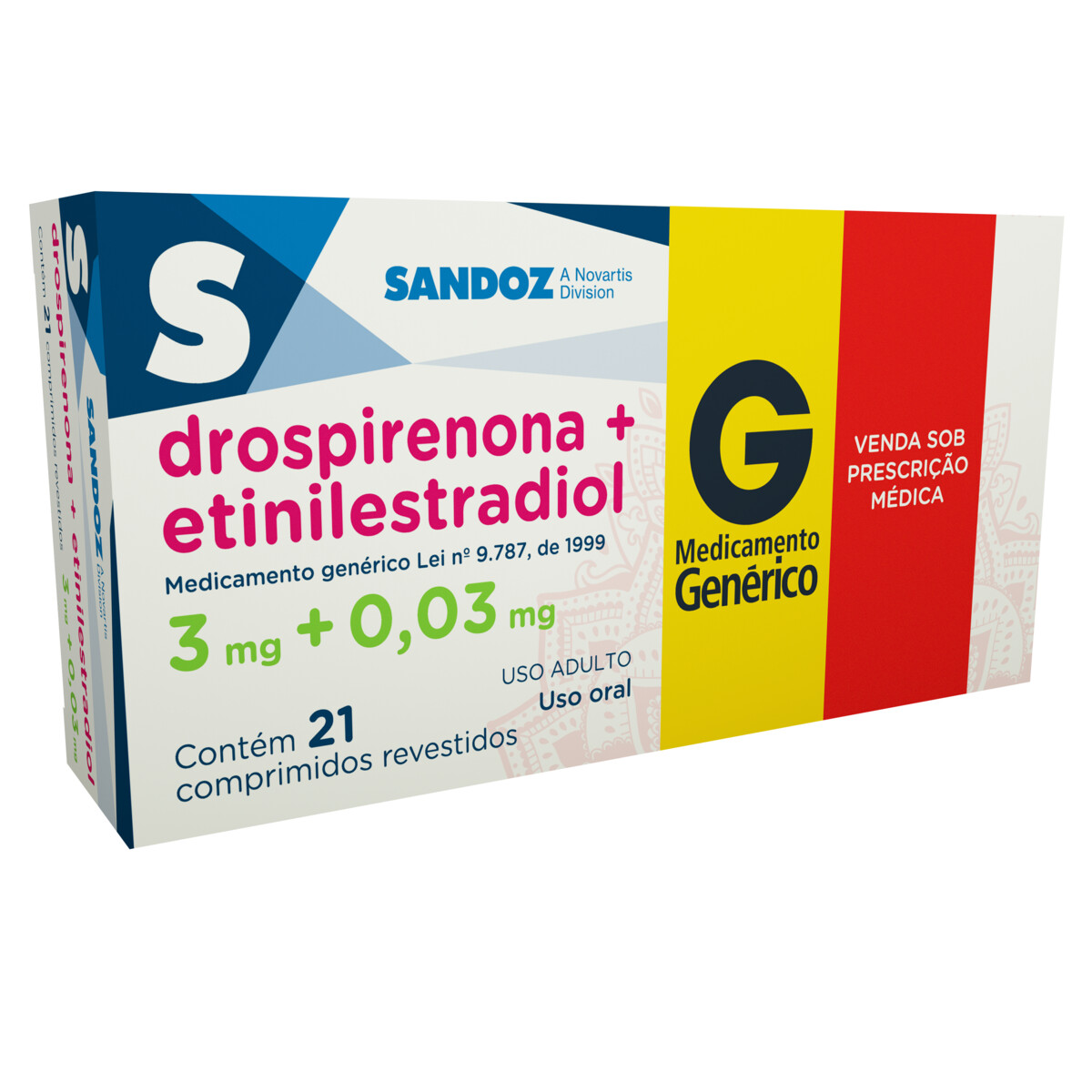 DROSPIRENONA + ETINILESTRADIOL 3MG + 0,03MG SANDOZ CAIXA 21 COMPRIMIDOS ...