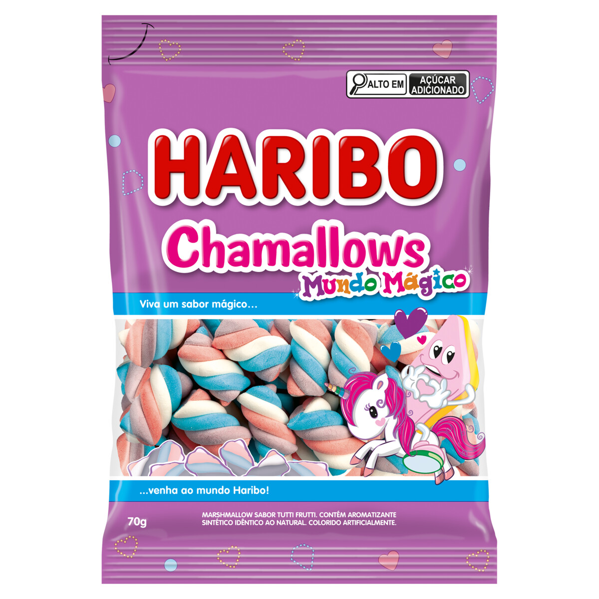 MARSHMALLOW TUTTI FRUTTI MUNDO MÁGICO HARIBO CHAMALLOWS PACOTE 70G ...