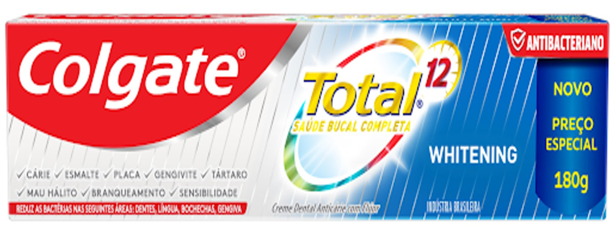 CREME DENTAL WHITENING COLGATE TOTAL 12 CAIXA 180G · ilergic - Para você
