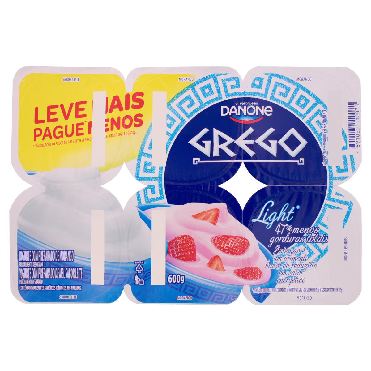 IOGURTE PARCIALMENTE DESNATADO GREGO LEITE + MORANGO LIGHT DANONE ...